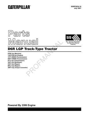 Caterpillar Cat D6r Lgp Track Type Tractor Parts Catalog Manual