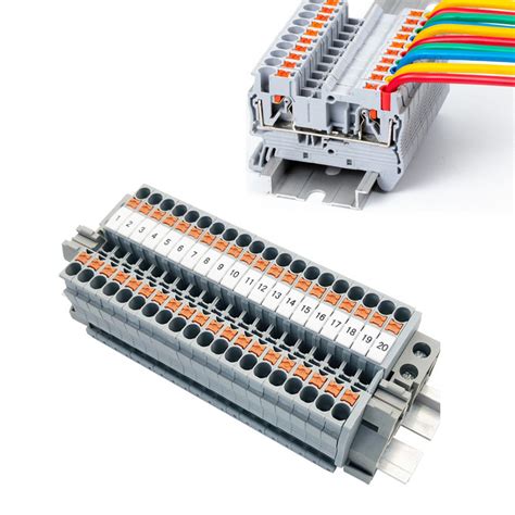 PT 2 5 Din Rail Mounted Connector Push In Connection Spring Clamp Terminal Blocks Kit
