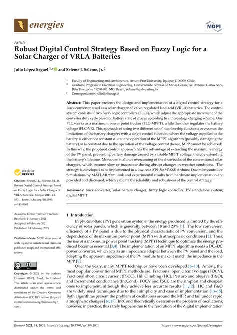 Robust Digital Control Strategy Based On Fuzzy Logic For A Solar