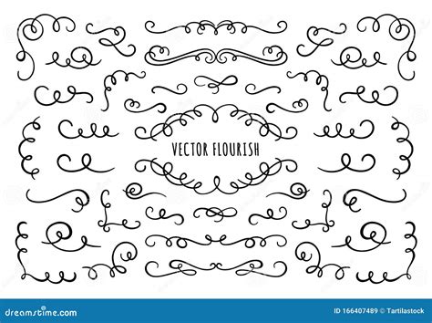 Simple Calligraphy Flourishes And Borders Hand Drawn Decorative Corner