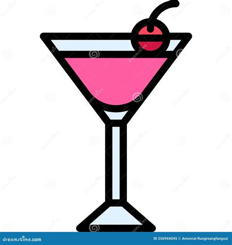 Pink Lady Cocktail Icon Alcoholic Mixed Drink Vector Stock Vector
