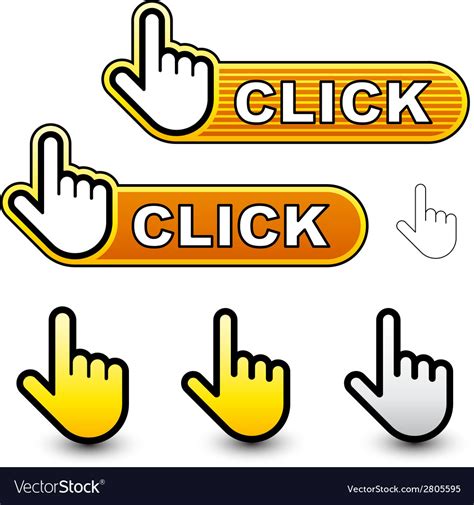 Click Hand Cursor Labels Royalty Free Vector Image