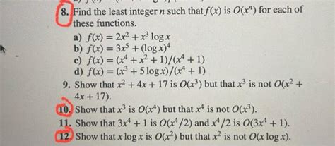 solved 8 find the least integer n such that f x is o x
