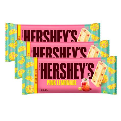 Chocolate Branco Pink Lemonade Hersheys 92g Kit Com Três Unidades