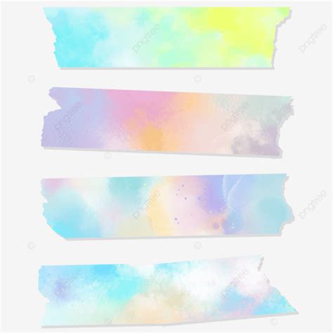 와시 테이프 스티커 일러스트 조합 수채화 무지개 종 이 를 이기다 줄자 테잎 Png 일러스트 및 벡터 에 대한 무료 다운로드 Pngtree