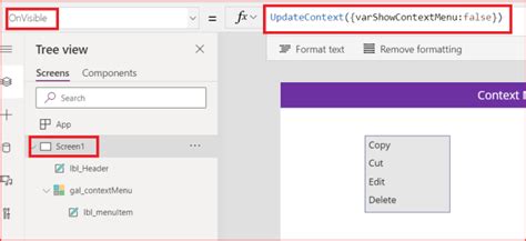 creating context menu in powerapps power platform tips and tricks