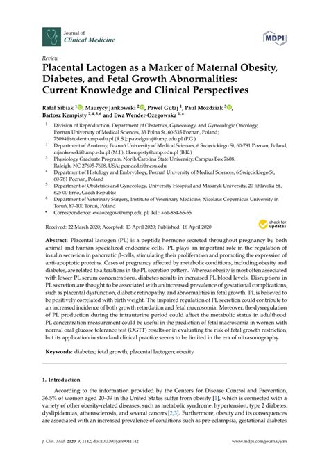 Pdf Placental Lactogen As A Marker Of Maternal Obesity Diabetes And