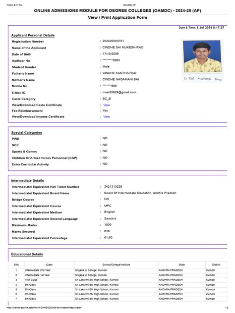 Sai Mukesh Degree Sheet Pdf