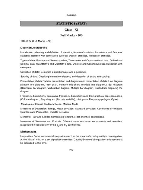Statistics Class 11 Syllabus Pdf Statistics Probability