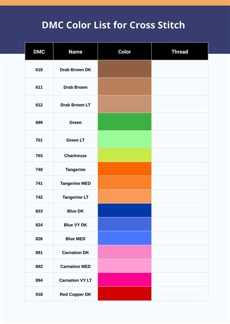 Free DMC Thread Color Chart Download In PDF Illustrator OFF