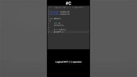 Logical Not Operator In C Viral Education C Purpose Language Youtube
