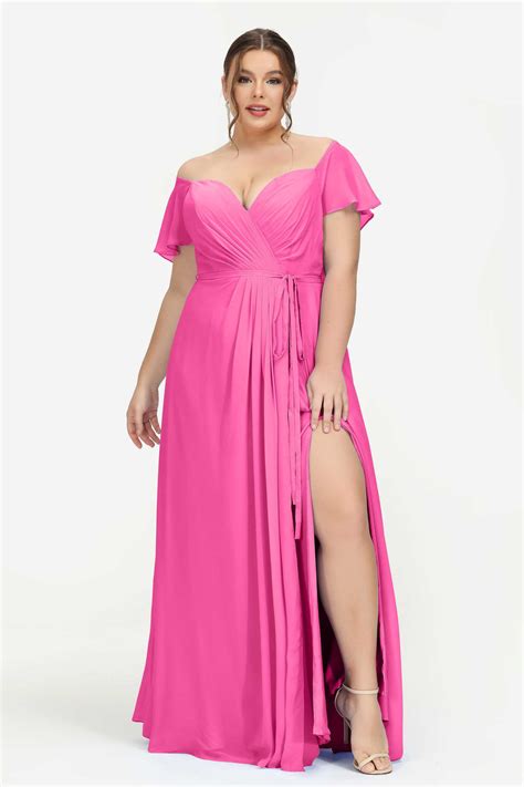 Flutter Sleeves Sexy Maxi Chiffon Plus Size Dress Duntery