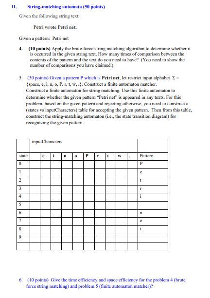 Solved Ii String Matching Automata 50 Points Given The