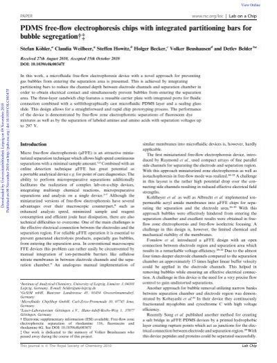 Pdms Free Flow Electrophoresis Chips With Integrated Gesim Mbh
