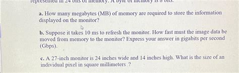 Solved A ﻿how Many Megabytes Mb ﻿of Memory Are Required
