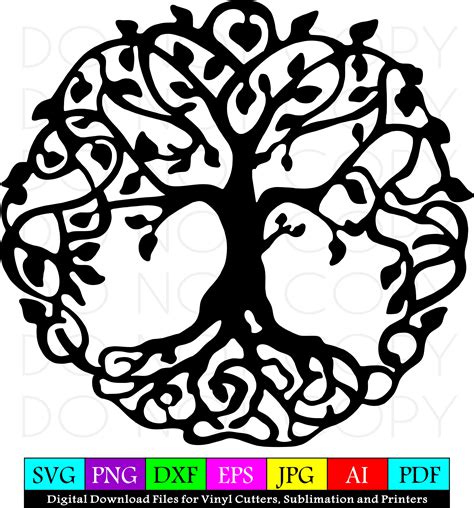 Tree Of Life SVG Cut Print Vector Clip Art For Cricut Printers Silhouette Etc