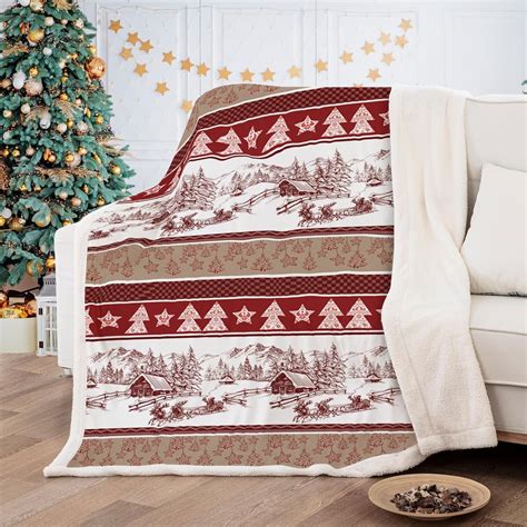 Wongs Bedding Christmas Throw Blanket Twin Sherpa Fleece Blanket Soft Cozy Christmas