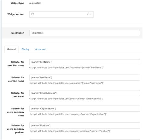 Mapping Your Registration Widget