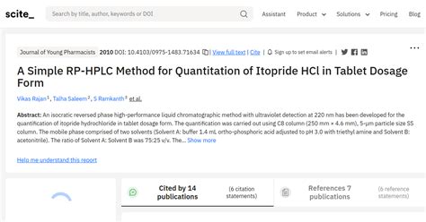 A Simple Rp Hplc Method For Quantitation Of Itopride Hcl In Tablet
