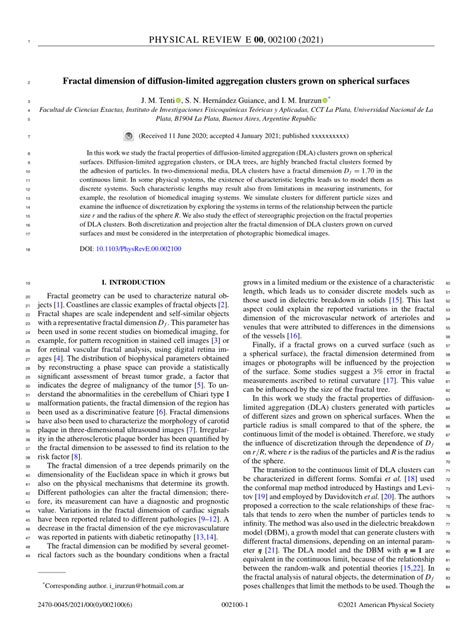pdf fractal dimension of diffusion limited aggregation clusters grown
