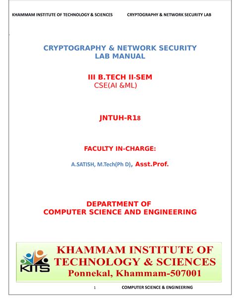 cns lab manual khammam institute of technology and sciences cryptography and network security
