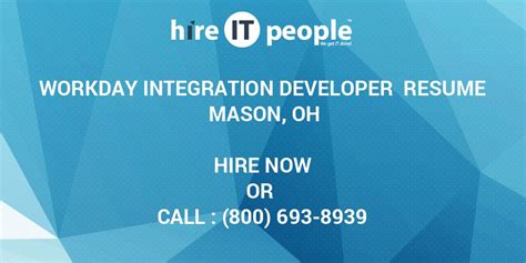 Workday Integration Developer Resume Mason Oh Hire It People We Get It Done