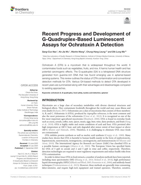 Pdf Recent Progress And Development Of G Quadruplex Based Luminescent