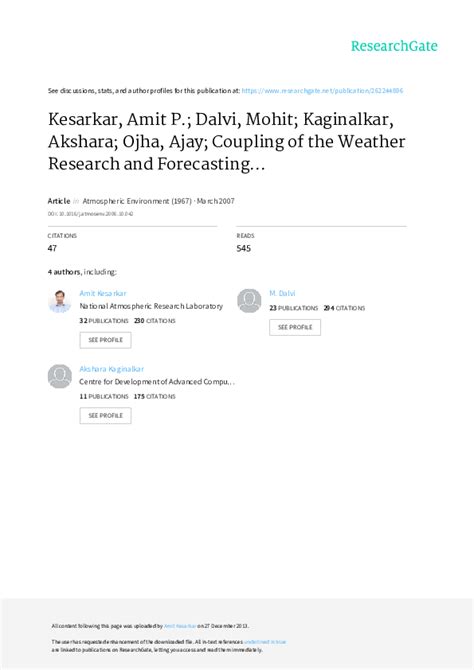 Pdf Coupling Of The Weather Research And Forecasting Model With Aermod For Pollutant