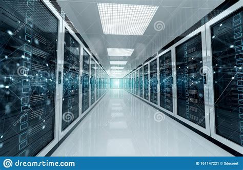 Connection Network In Servers Data Center Room Storage Systems 3d Rendering Stock Illustration