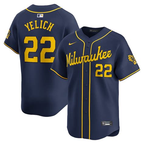 Mens Milwaukee Brewers Christian Yelich Nike Navy Alternate Limited