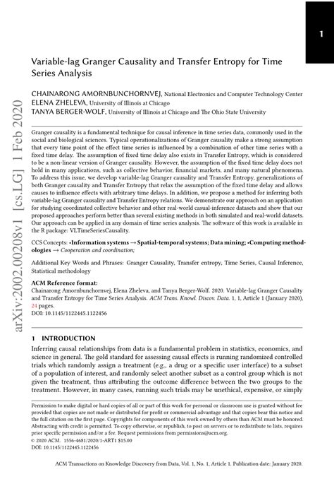 Pdf Variable Lag Granger Causality And Transfer Entropy For Time Series Analysis