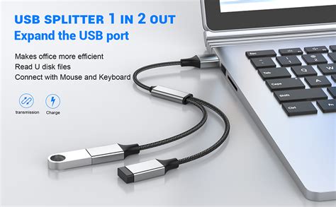 Usb Splitter Cable Usb Y Splitter Adapter Dual Usb Power Cord Extension For Charging Data