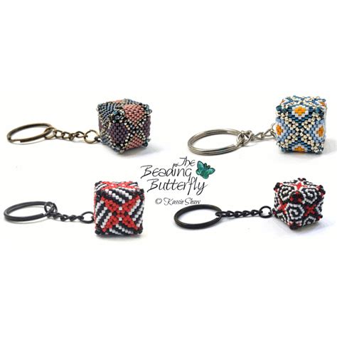 Cube Keychain Tutorial 3d Peyote Set Of Four 2800 The Beading Butterfly Beaded Art And Cube Keychain Tutorial 3d Peyote Set Of Four 2800 The Beading Butterfly Beaded Art And