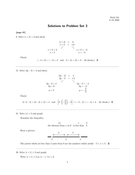 Solutions To Problem Set 3 College Algebra Math 101 Docsity