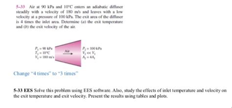 Solved 33 Air At 90 Kpa And 10°c Enters An Adiabatic