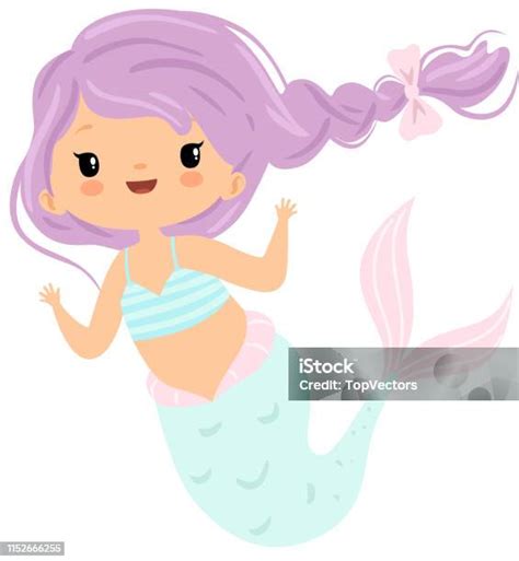 브레이드 귀여운 바다 공주 문자 벡터 일러스트 레이 션에 꼰 아름 다운 머리를 가진 작은 인 어 여자 인어에 대한 스톡 벡터 아트 및 기타 이미지 Istock