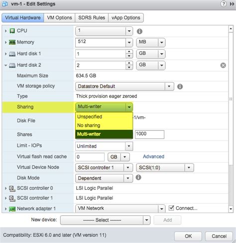 New Method Of Enabling Multiwriter VMDK Flag In VSphere 6 0 Update 1 UI API
