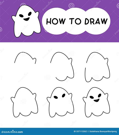 How To Draw Ghost Cartoon Step By Step For Learning Kid Education And Coloring Book Halloween