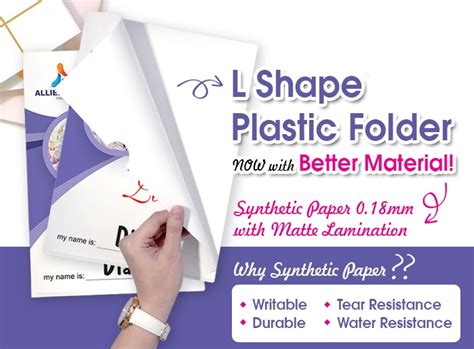 L Shape Plastic Folder Synthetic Paper