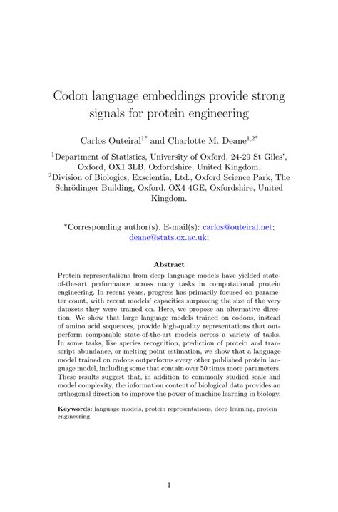 Pdf Codon Language Embeddings Provide Strong Signals For Protein Engineering