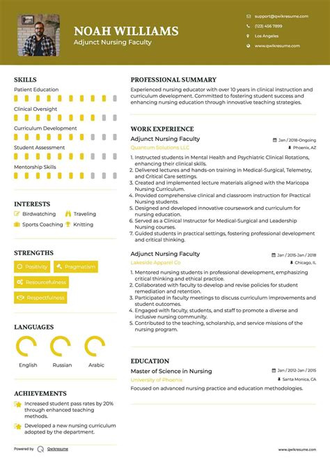 10 Adjunct Nursing Faculty Resume Samples And Templates For 2025