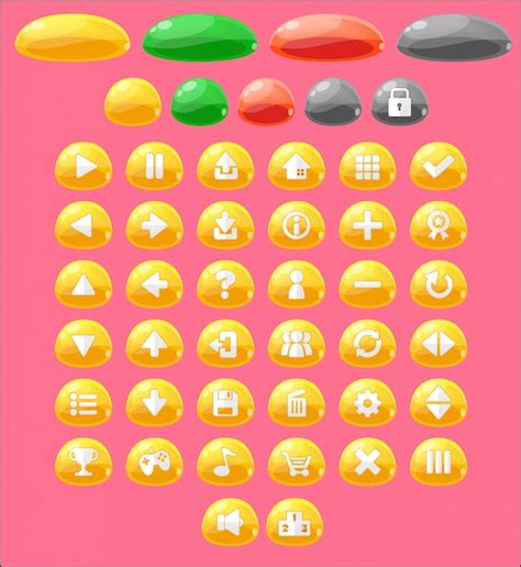 Premium Vector A Set Of Buttons For A Custom Cartoonstyle Game Interface