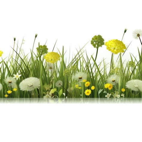Premium Ai Image Grass Patch With Clover And Dandelions Nature Scene Isolated