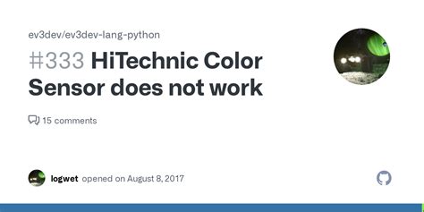 HiTechnic Color Sensor Does Not Work Issue 333 Ev3dev Ev3dev Lang