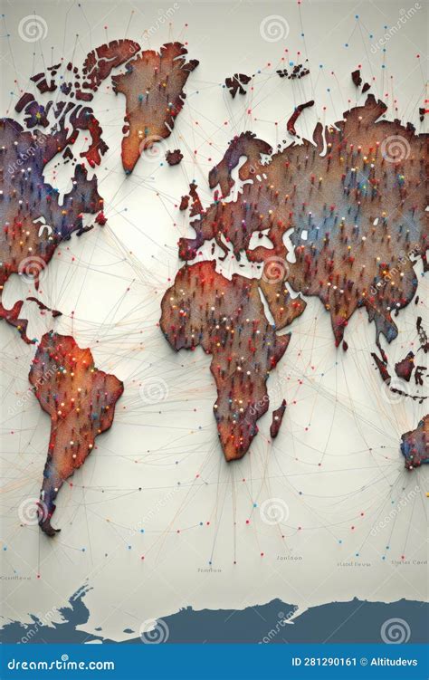 A World Map With Data Points And Connections Stock Illustration Illustration Of Exchange