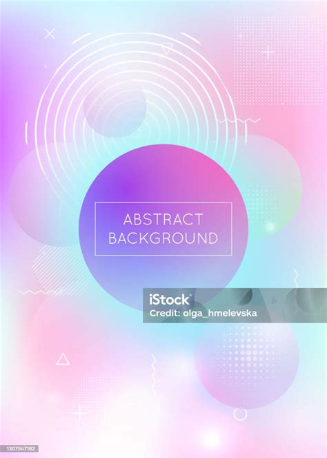 액체 모양의 복고풍 그라데이션 배경 바우하우스 요소가 있는 다이나믹 홀로그램 유체 0명에 대한 스톡 벡터 아트 및 기타 이미지 0명 과학 디자인 Istock