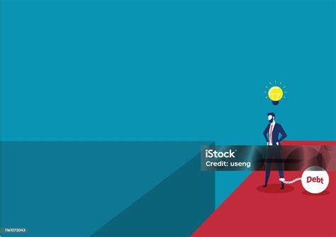 사업가는 절벽에 부채 방법을 해제 생각하고 그의 발에 묶여 단어 부채와 금속 공과 체인에 의해 아래로 무게 새로운 위치 벡터 일러스트를 가로 질러 생각 갇힌에 대한 스톡