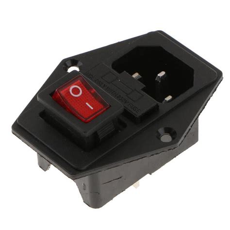 Power Socket Inlet Module Fuse Switch With Female AWG Wiring Spade Terminals Pin IEC