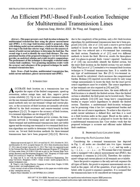 An Efficient Pmu Based Fault Location Technique For Multiterminal Transmission Lines Pdf