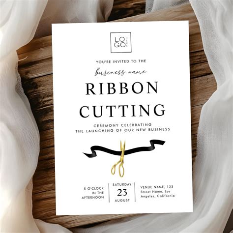 Ribbon Cutting Invitation Editable Grand Opening Ceremony Invite